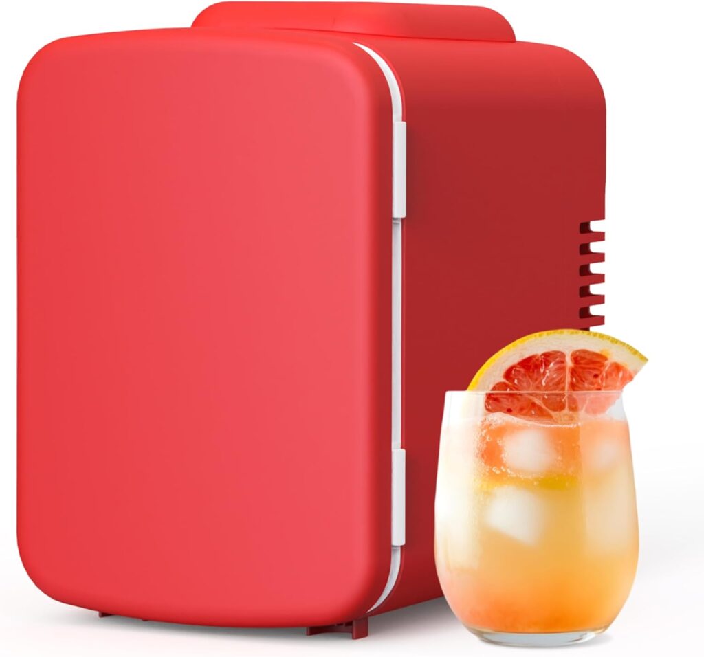 Simple Deluxe Compact Cooler – 4L Mini Fridge, 6-Can Capacity, AC/DC ...