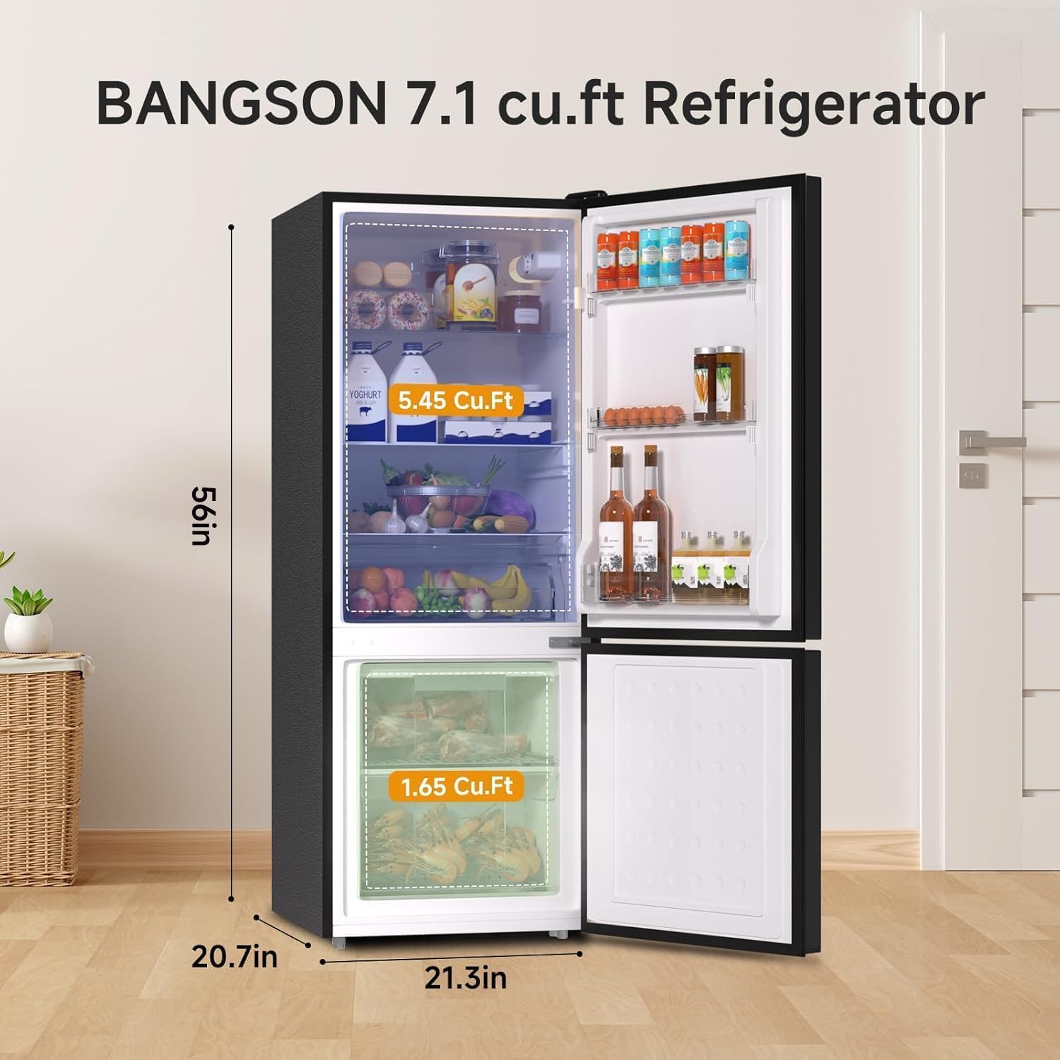 Garage Ready Fridge – BANGSON 7.1 Cu.Ft Refrigerator with Bottom ...