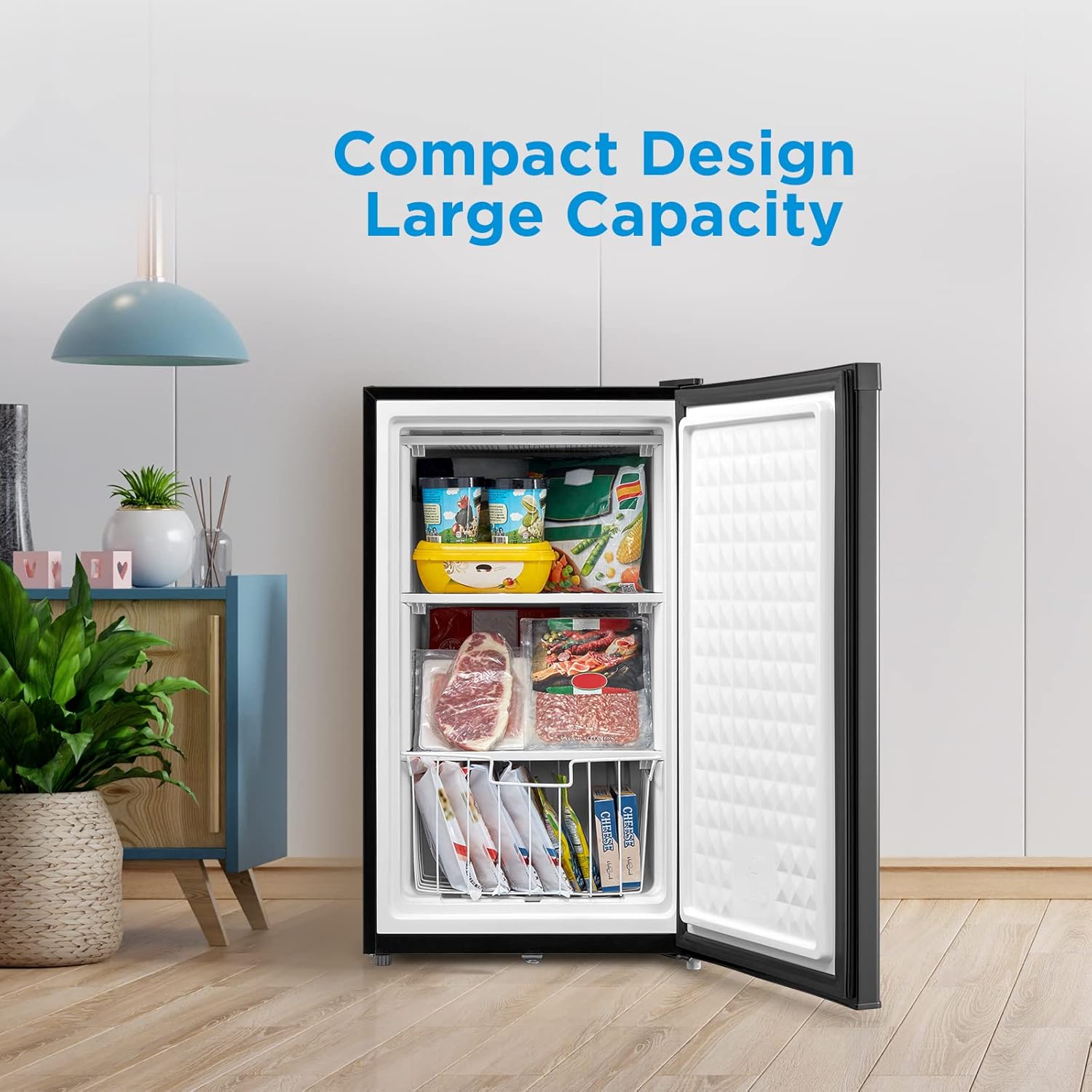 Small Upright Freezer - Midea 3.0 Cu Ft Black Freezer - Just Fridge
