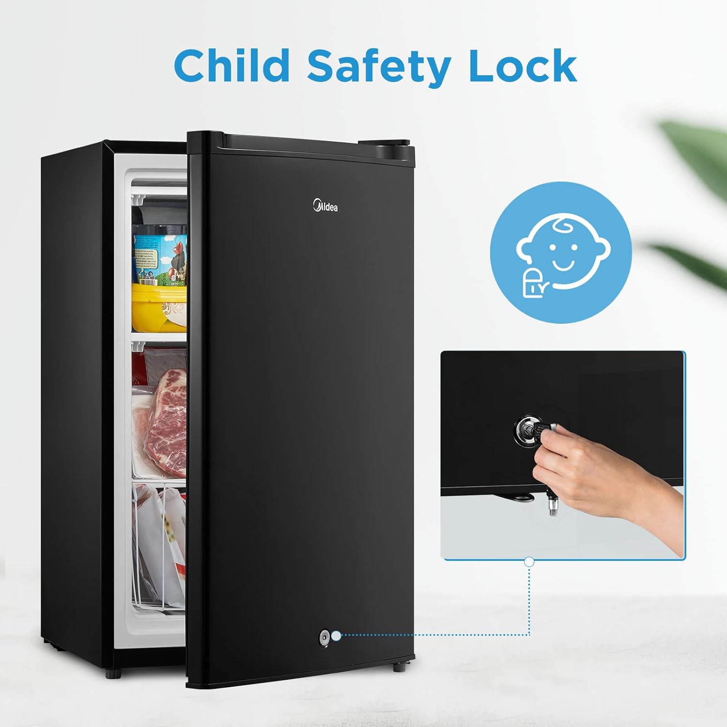Small Upright Freezer - Midea 3.0 Cu Ft Black Freezer - Just Fridge